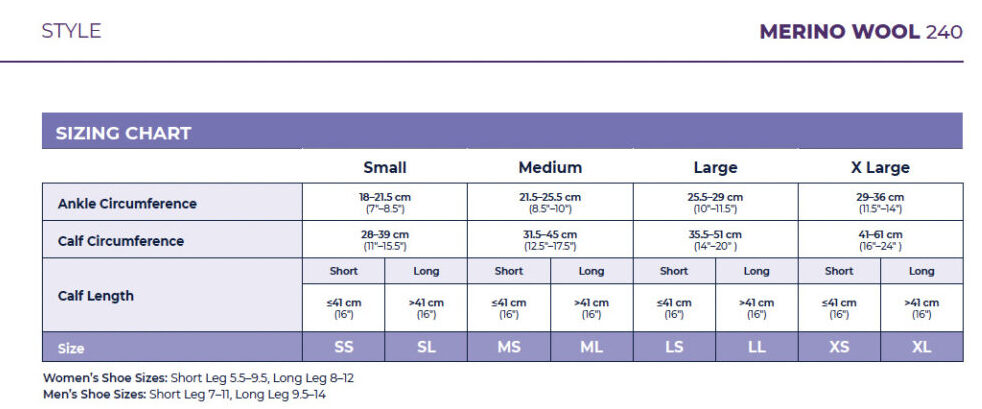 Sizing Charts - Trainers Choice Stockings
