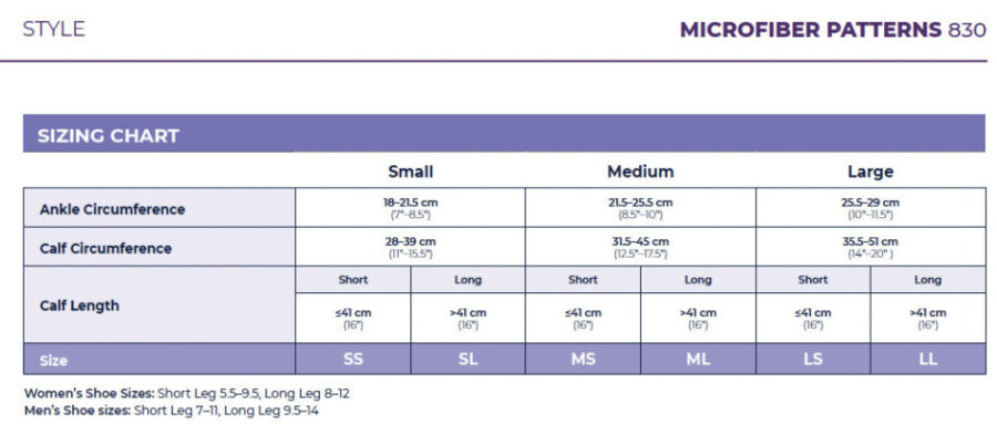 Sizing Charts - Trainers Choice Stockings