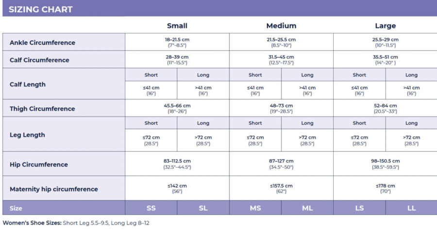 Sizing Charts - Trainers Choice Stockings