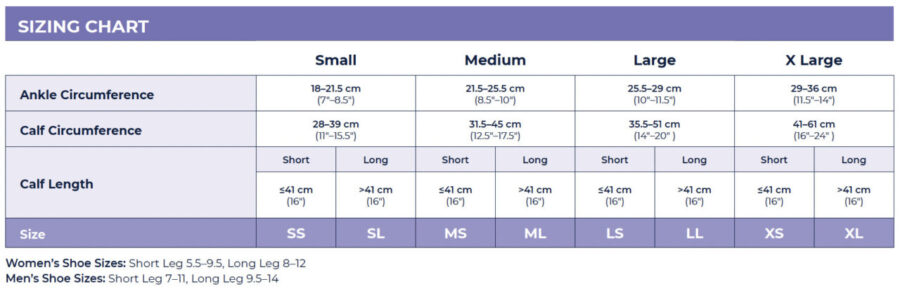 Sizing Charts - Trainers Choice Stockings